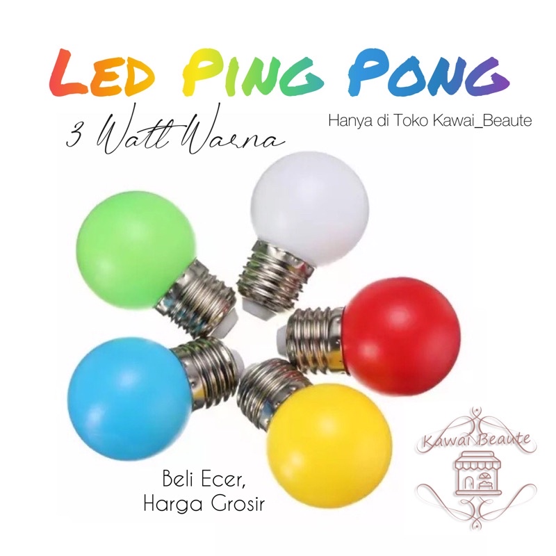 Jual Lampu Led Ping Pong 3 Watt Warna (Merah - Kuning - Hijau - Biru ...