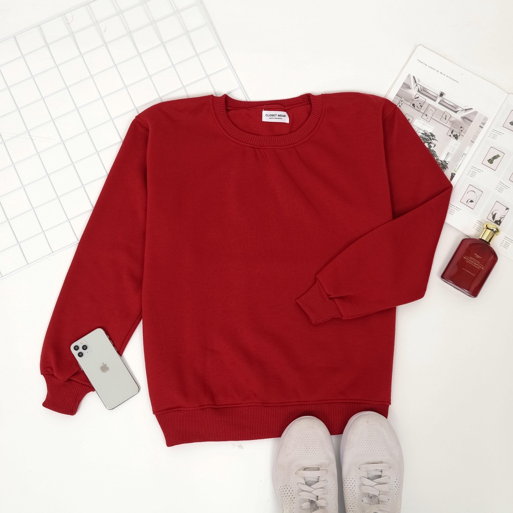 Jual CLOSETWEAR BASIC SWEATER POLOS MERAH MAROON | Shopee Indonesia