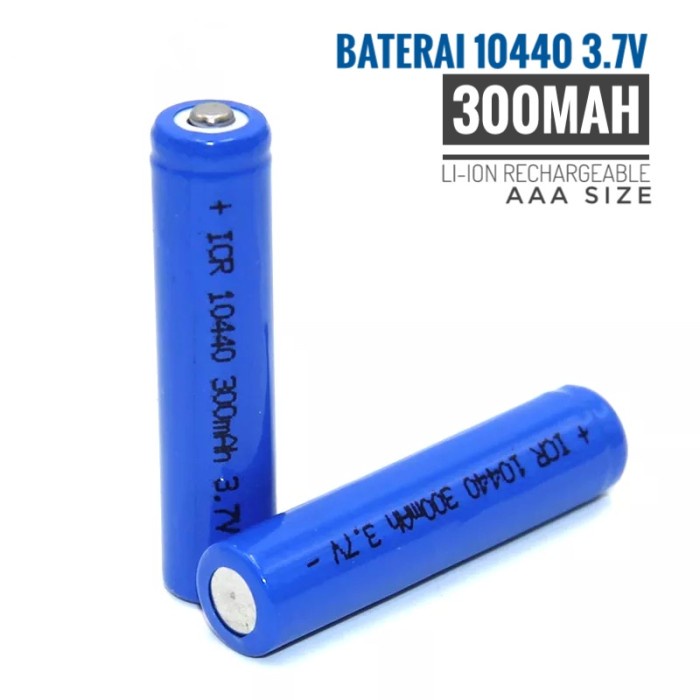 Jual BATERAI 10440 AAA 300mAh 3.7V RECHARGEABLE LI-ION BATTERY BUTTON ...