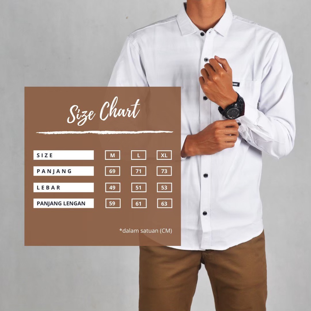 Jual Kemeja Polos Lengan Pnjang Pria Model Slimpit / Baju Kemeja Formal ...