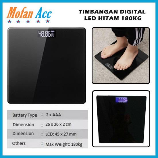 Jual Timbangan Badan Digital LED Hitam 180Kg Weight Scale Black Timbang ...