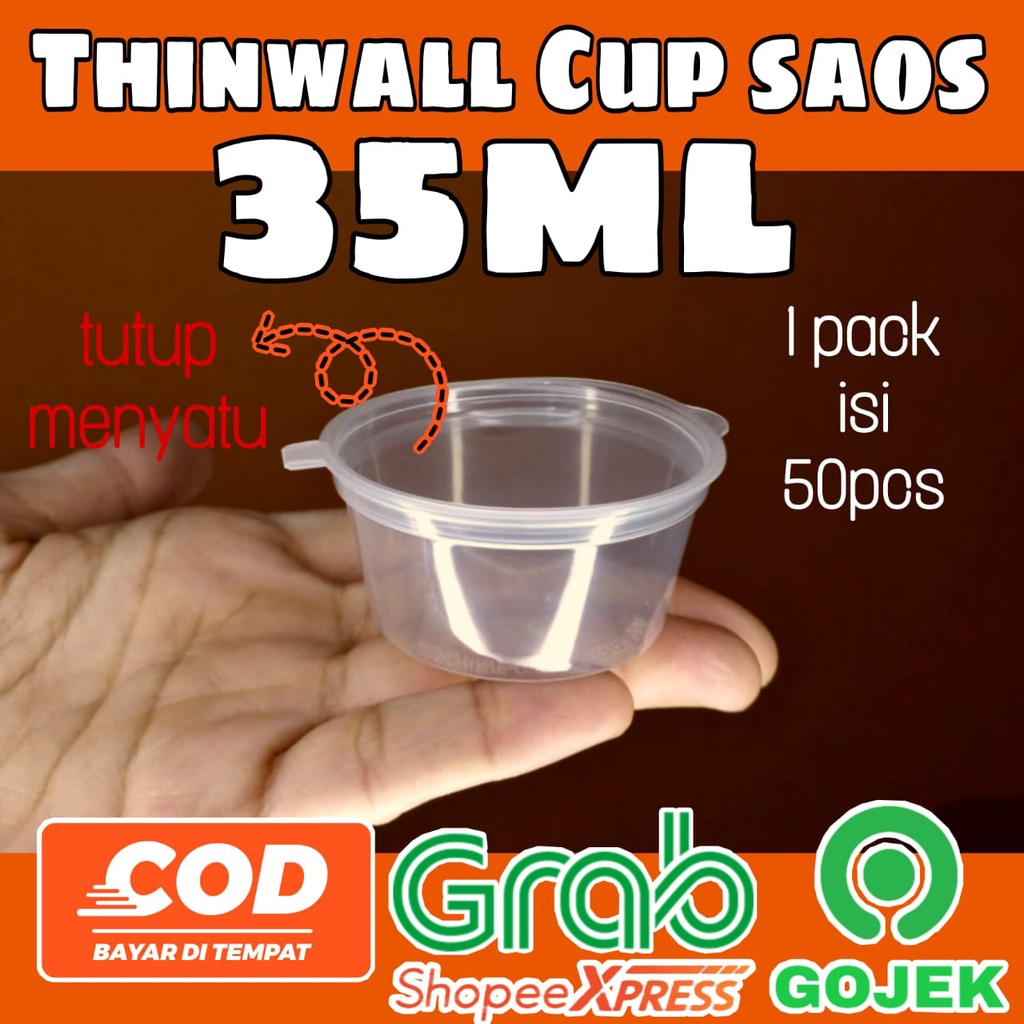 Jual 50PCS Thinwall Cup Tempat Saos Puding Mini Plastik Flip 35ml ...