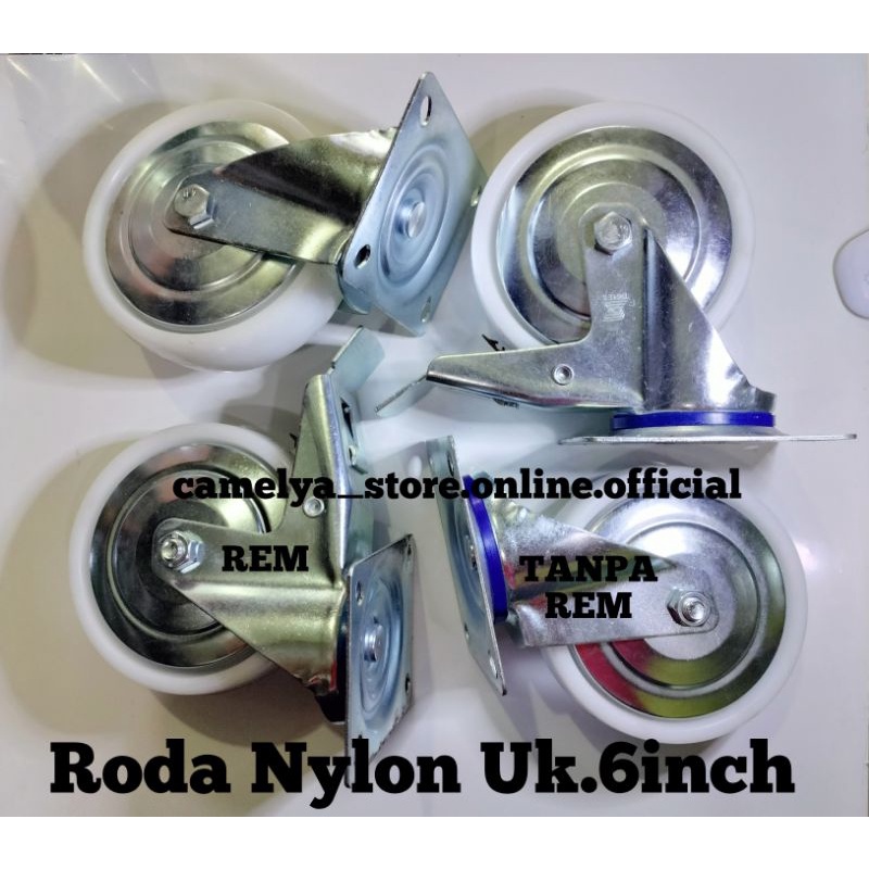Jual Roda Caster Nylon Uk.6inch/Roda Troli/Etalase/Gerobak(REM dan ...