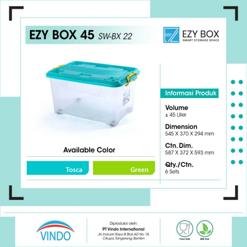 Jual Container box /Kotak penyimpanan ezy box cb 45L vindo biggy | Shopee Indonesia