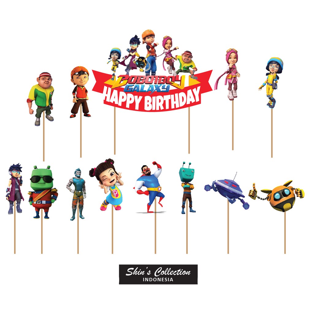 Jual Cake topper Boboiboy Boboi Boy Galaxy set isi 13 pc | Shopee Indonesia