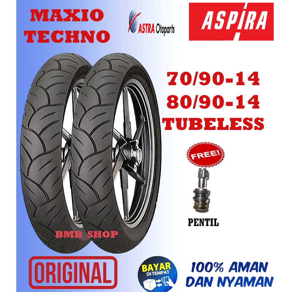 Jual Paket Ban Aspira Maxio Tehcno 70/90-14 dan 80/90-14 Tubeless untuk motor metic matic vario ...