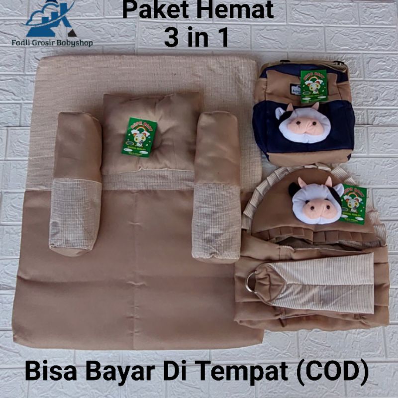 Jual Paket Hemat (3 in 1) Tas Bayi Boneka Sapi Kasur Matras Bayi Bantal ...