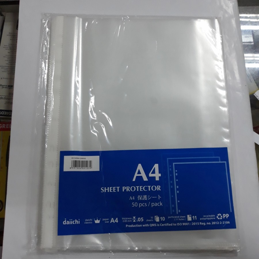Jual PP pocket Daiichi A4 / sheet protector A4 Daiichi isi 50 lbr/pak ...