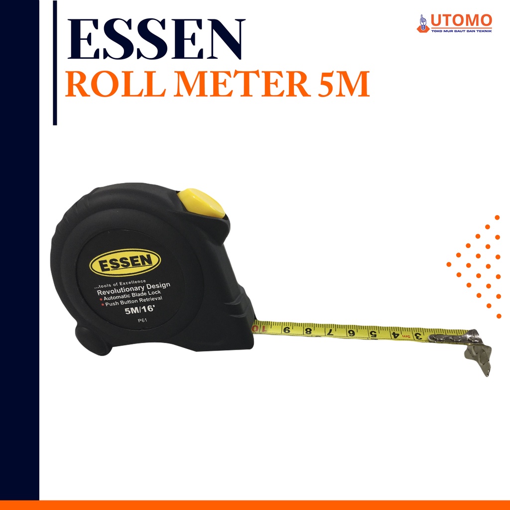 Jual Meteran Essen 5 Meter 5M 5 Meter / Roll Meter / Meteran Tukang ...