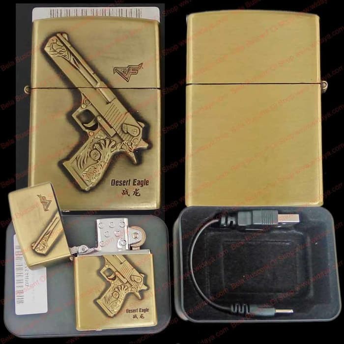 Jual new Korek Api Besi USB Rechargeable Collectible Motif Desert Eagle ...