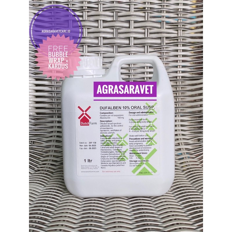 Jual DUFALBEN 1 LITER (ALBEN DAZOLE 10%) OBAT CACING PITA BROADSPECTRUM ...