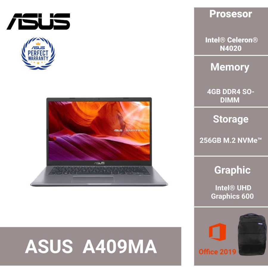 Jual ASUS VIVOBOOK 14 A409MA N4020 4GB 256GB 14" INTEL UHD W10 OHS ...