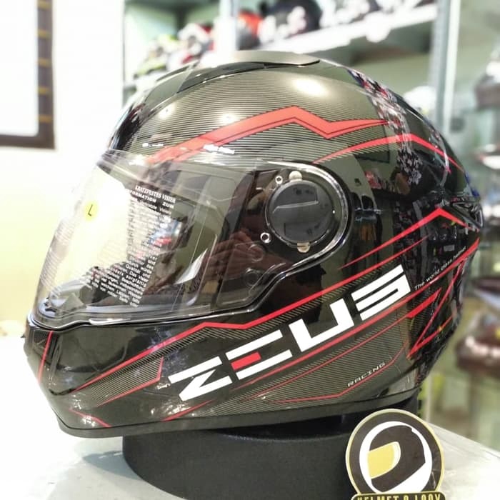 Jual Helm Full Face Zeus Z811 AL12 Black Red Free Dark Visor 811 ...