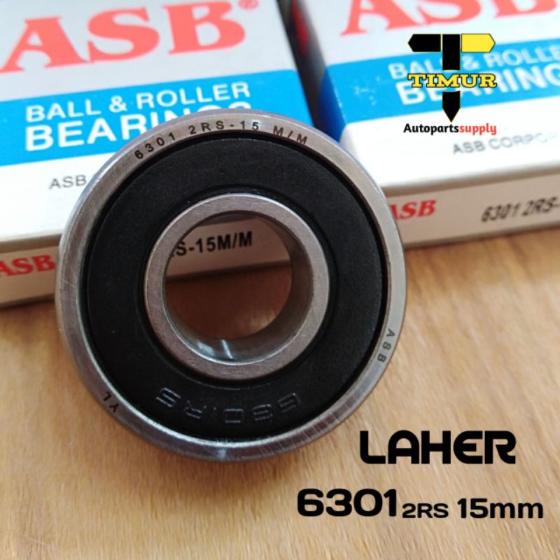 Jual Laher, bearing, klaker 6301 2RS 15MM, merk ASB | Shopee Indonesia