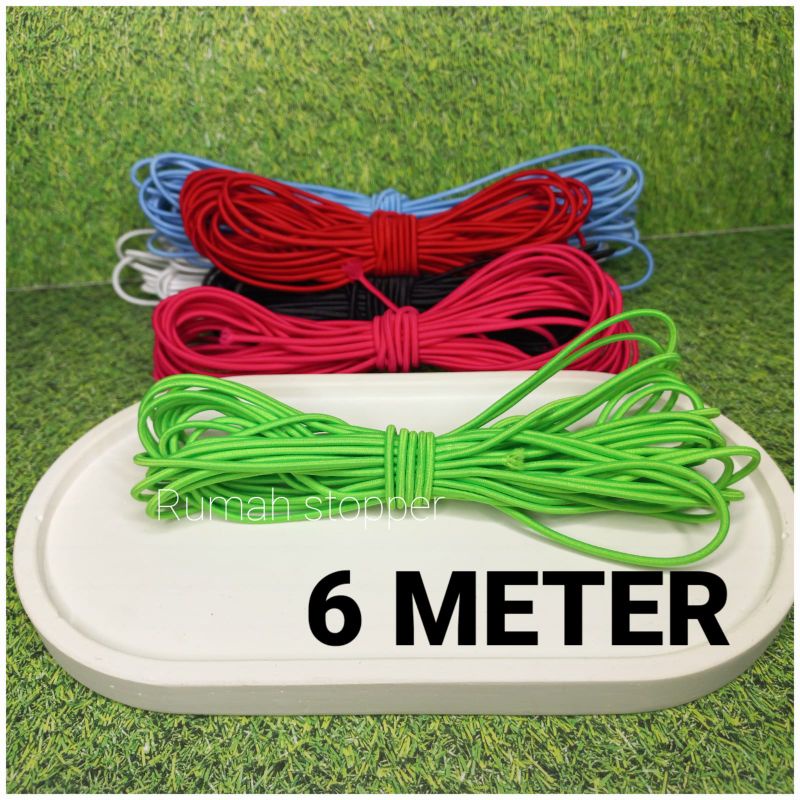 Jual Tali elastis bulat/ Tali string/ Tali masker Hijau stabilo 2mm ...