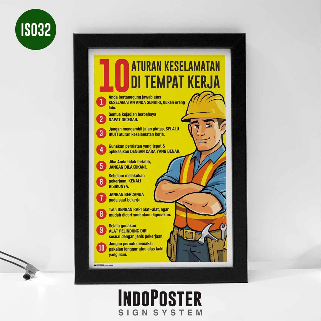 Jual Poster K3 Keselamatan Kerja Safety 10 Aturan Keselamatan di Tempat ...