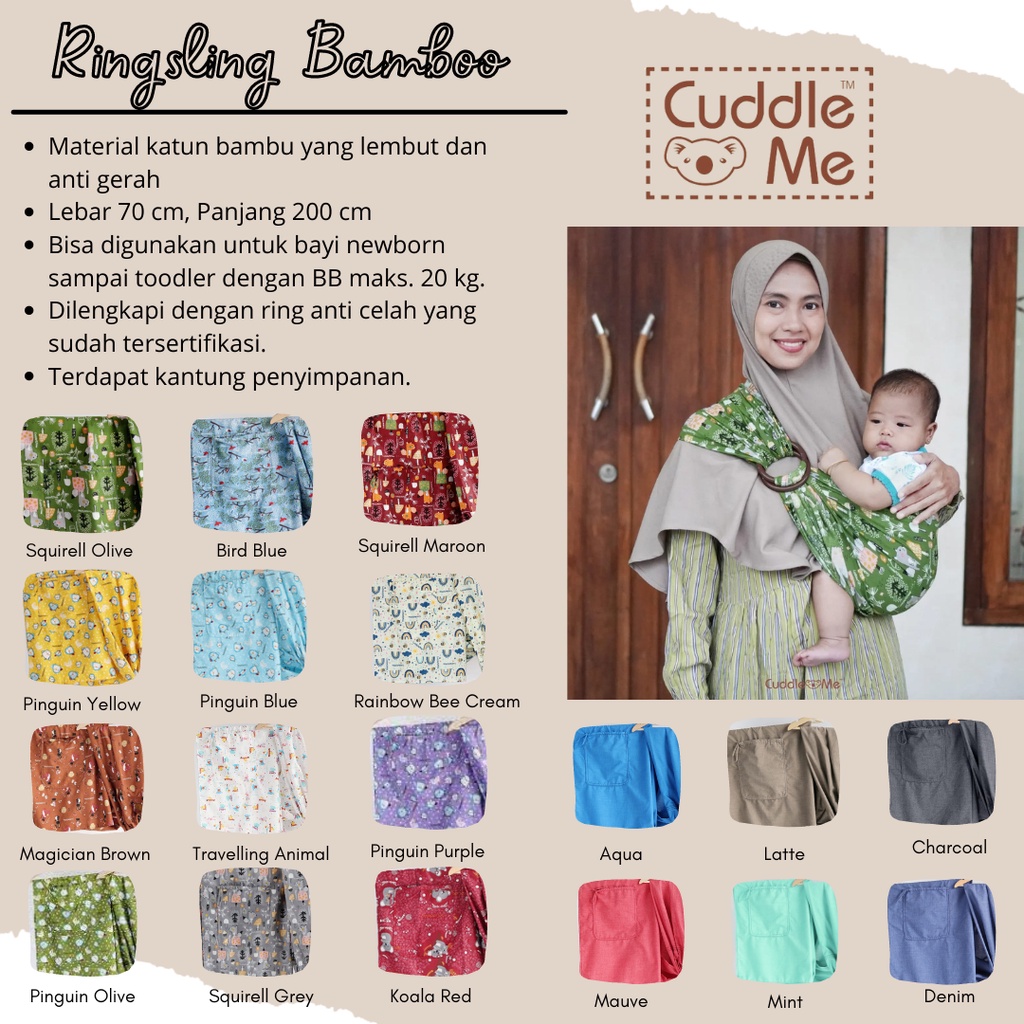 Jual (COD) RING SLING BAMBOO CUDDLE ME GENDONGAN CUDDLEME GENDONGAN ...