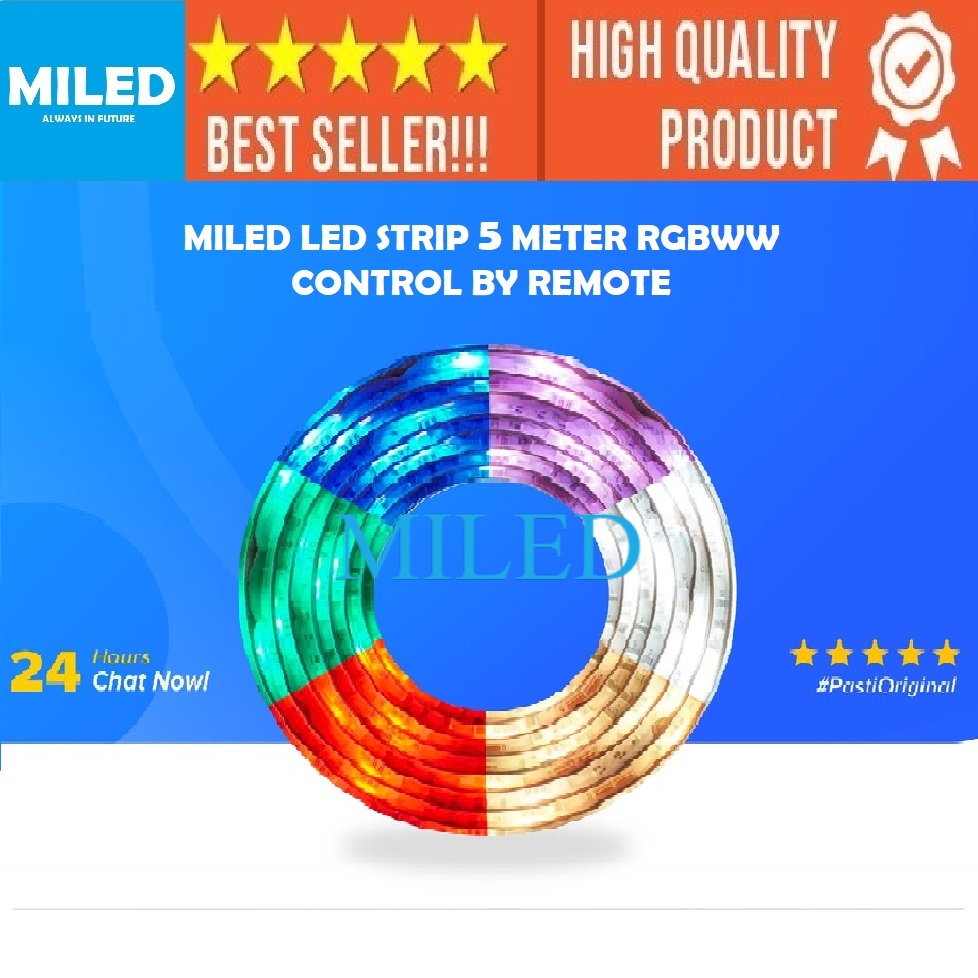 Jual LED STRIP RGBWW 5 METER 5M - CONTROL BY REMOTE KOMPLIT SET LAMPU ...