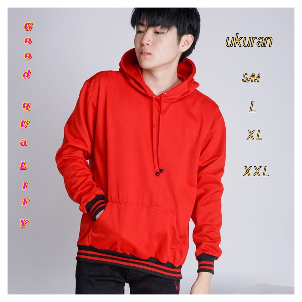 Jual MUKZHOP - Sweater Hoodie BASIC MERAH | Shopee Indonesia