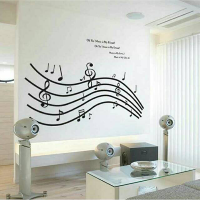 Jual Wallsticker Wave Note/ stiker dinding/ dekorasi ruang/ musik/ nada ...