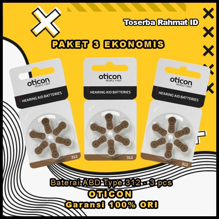 Jual Baterai Alat Bantu Mendengar Abd Merek Oticon Type 312 [Paket 3 ...
