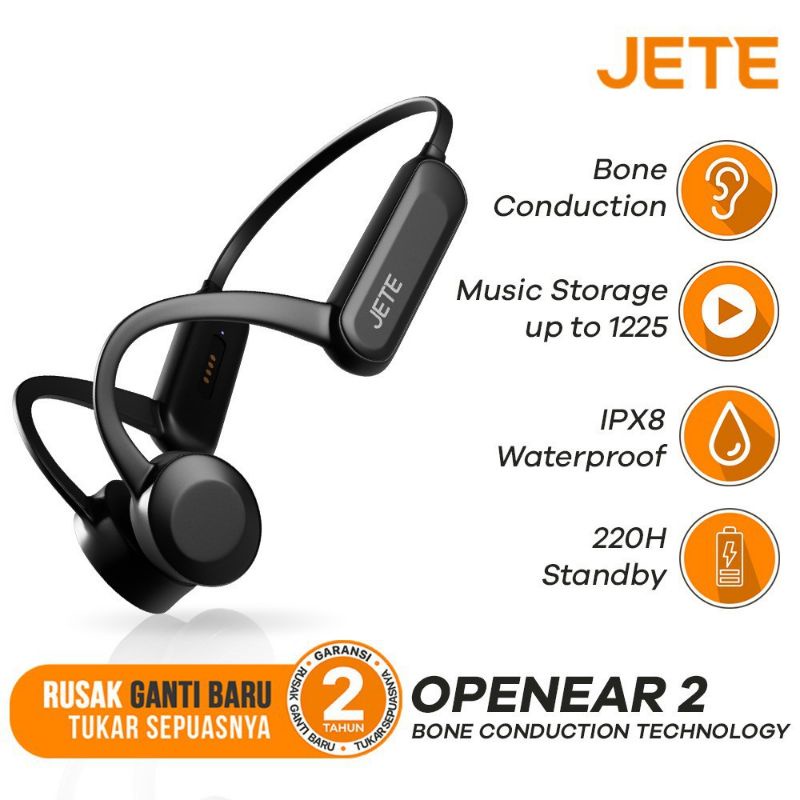 Jual Sport headset bluetooth IPX8 JETE Open ear 2, Bone conduction ...
