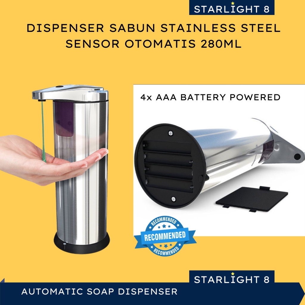 Jual Tempat Sabun Cuci Tangan Cair Smart Sensor Handwash Otomatis Stainless Steel 320ml | Shopee ...