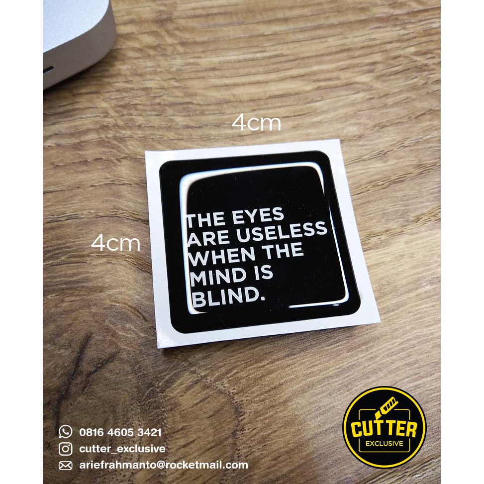 Jual emblem sticker resin THE EYES ARE USELESS quotes | Shopee Indonesia