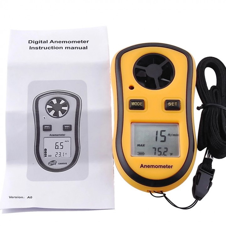 Jual Alat Ukur Kecepatan Angin GM8908 Digital Wind Speed Anemometer ...