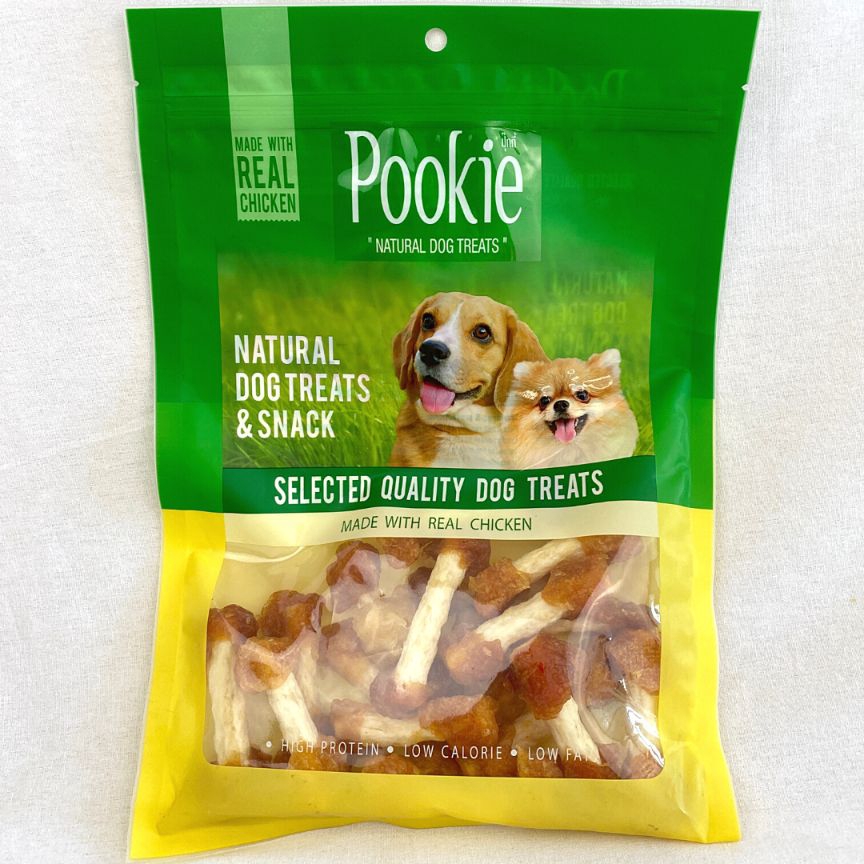 Jual POOKIE Snack Anjing Jerky Chicken Rolled Dumbell Rawhide 200g ...