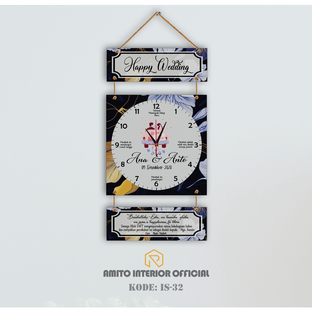 Jual Jam Dinding Custom Nama Viral Walldecor Wooden Clock Amito ...