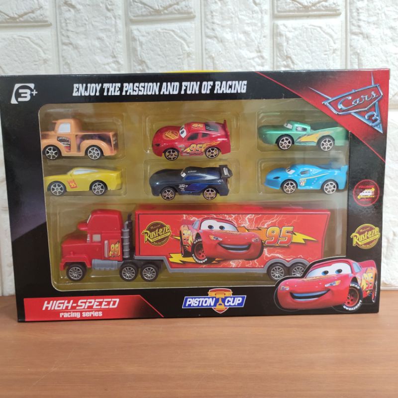 Jual Mainan Anak Diecast Cars Mcqueen Set Truk Pull Back | Shopee Indonesia