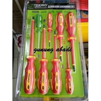 Jual Obeng Listrik set 8 pcs Tekiro / Insulation Screwdriver set 8pcs ...