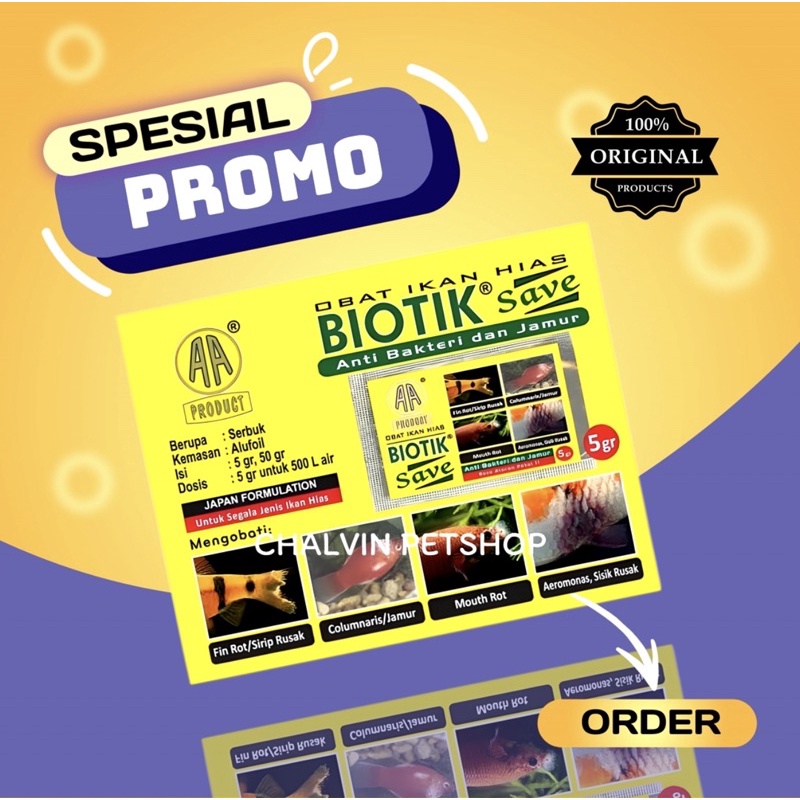 Jual Obat Ikan BIOTIK SAVE Anti Bakteri dan Jamur 5 Gram | Shopee Indonesia