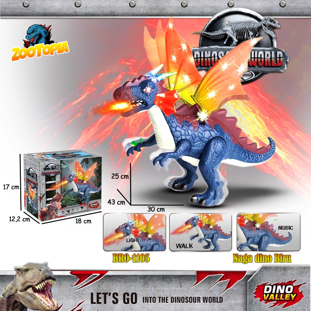 Jual BRO1105 Biru Naga Dragon Dino Dinosaurus Hewan Binatang Baterai ...