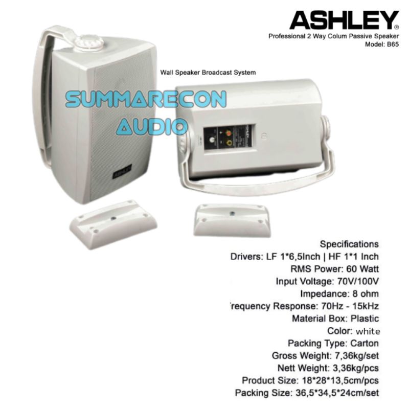 Jual SPEAKER MONITOR ASHLEY B65 ORIGINAL WARNA WHITE 6.5 INCH | Shopee ...