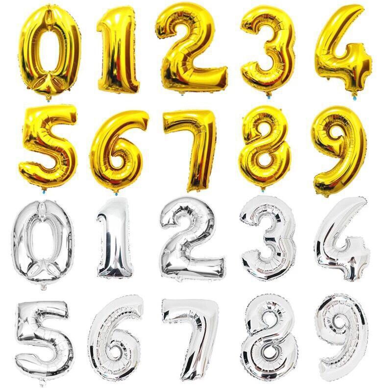 Jual Balon Foil Angka Gold Silver Besar 65cm / Balon Angka Silver Jumbo ...