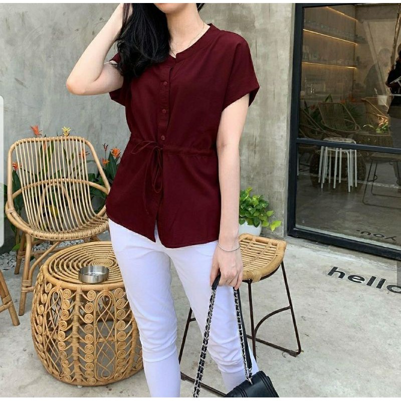 Jual Atasan fashion wanita/blouse wanita/COD/(MAROON)BAJU IMLEK /BAJU ...