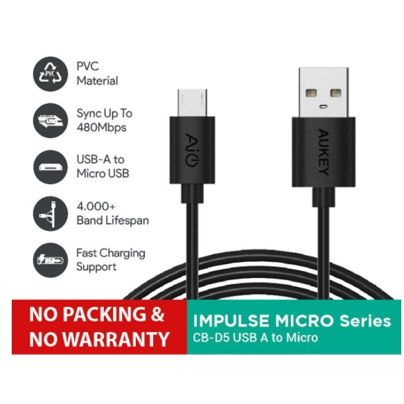 Jual Aukey Cable Micro USB 2.0 1M (NO PACKING & NO WARRANTY) | Shopee ...