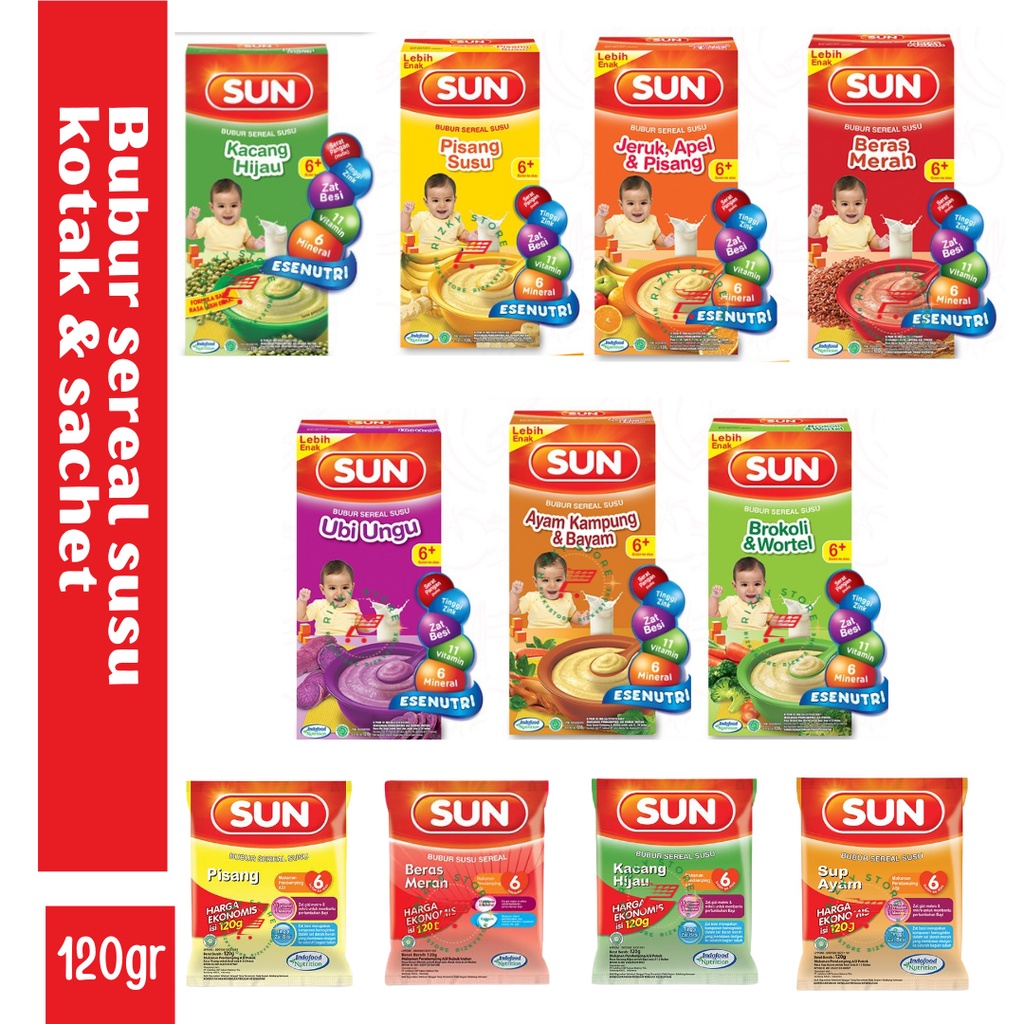 Jual SUN Bubur Susu Sereal Kotak Dan Sachet 120 Gram/7 varian | Shopee ...
