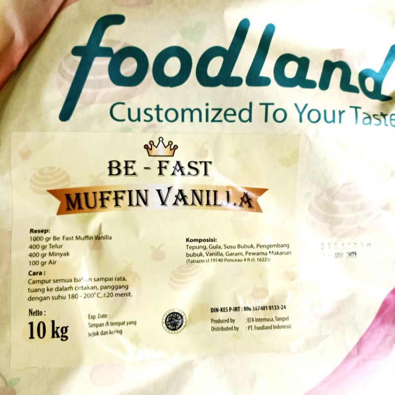 Jual Foodland BE FAST Muffin Vanilla 10 Kg ( Gosend Bandung ) | Shopee Indonesia