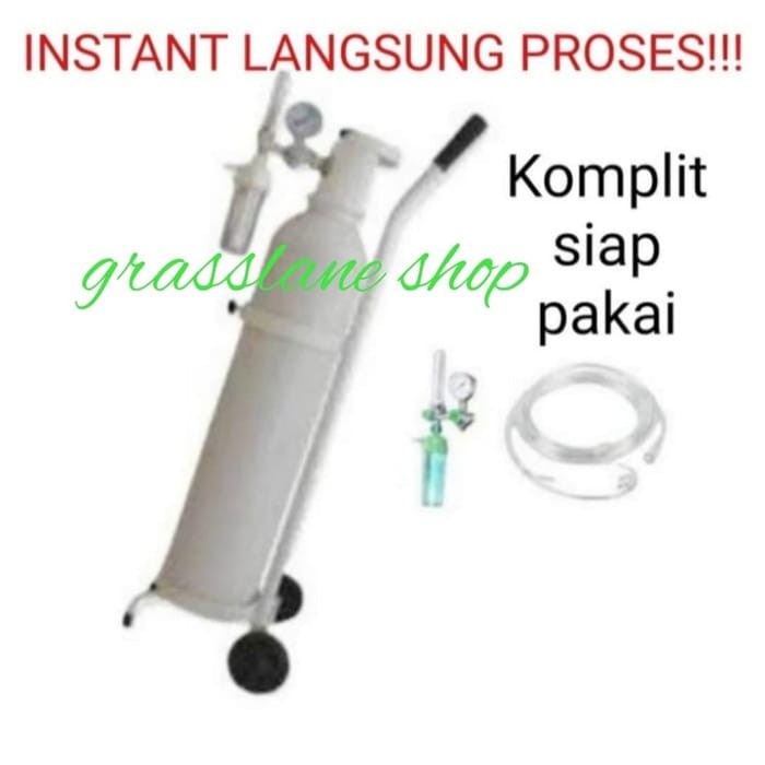Jual Tabung oksigen 1 m3 komplit (tabung, troly,regulator,selang ...