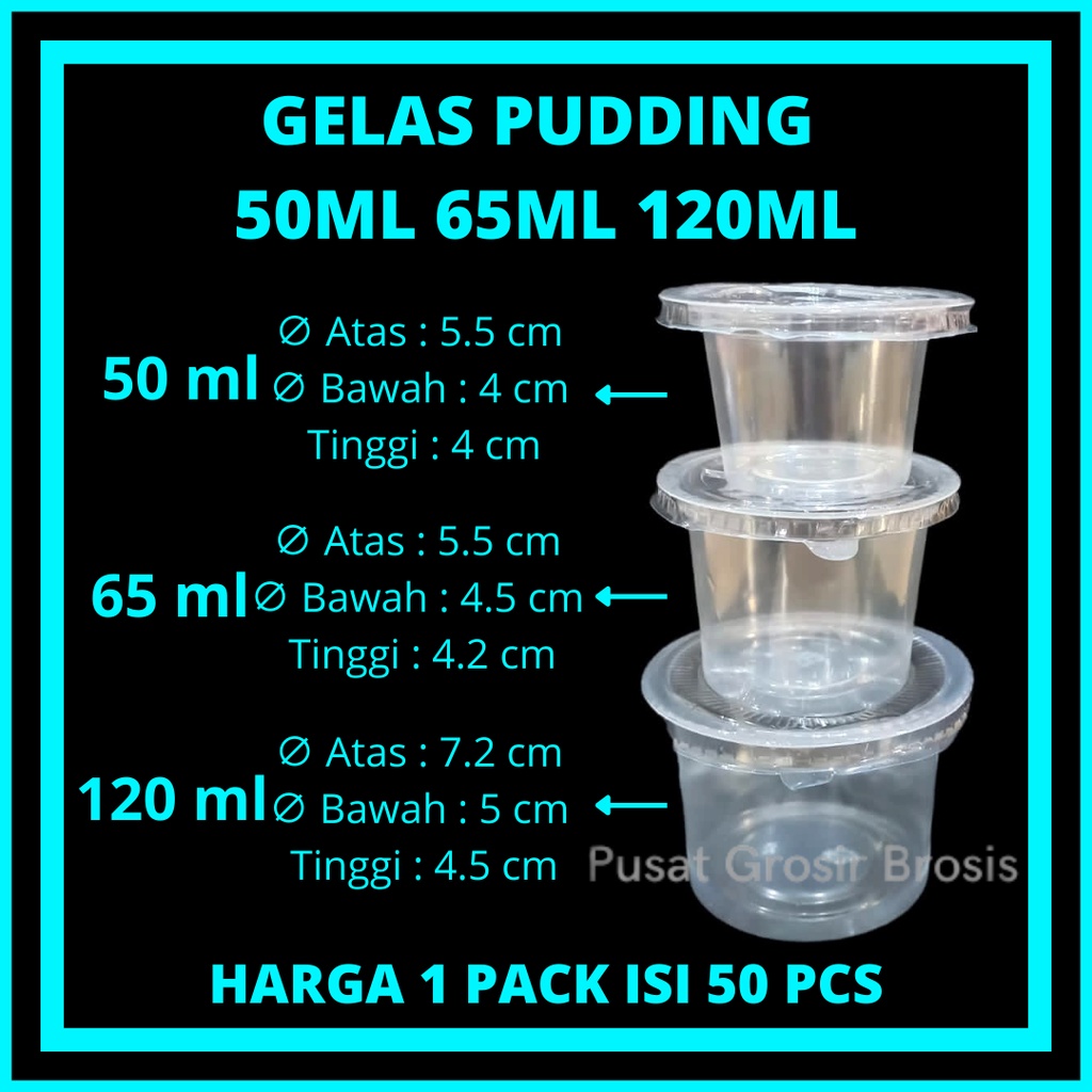 Jual COD-50pcs - Gelas plastik 50ml 65ml 120ml cup bening kecil agar puding / Cup jelly agar ...