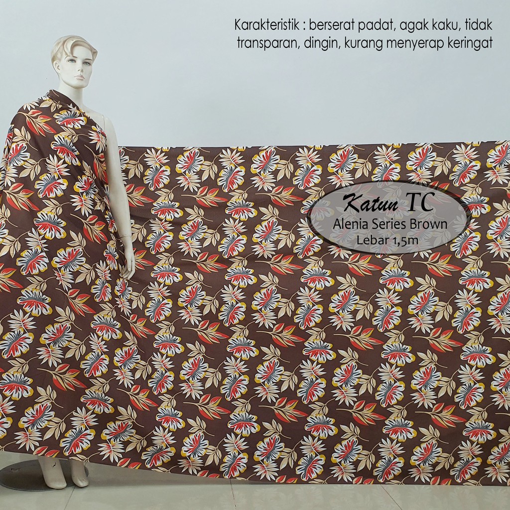 Jual KAIN KATUN TC "ALENIA SERIES BROWN" (harga per 0,5m) | Shopee ...