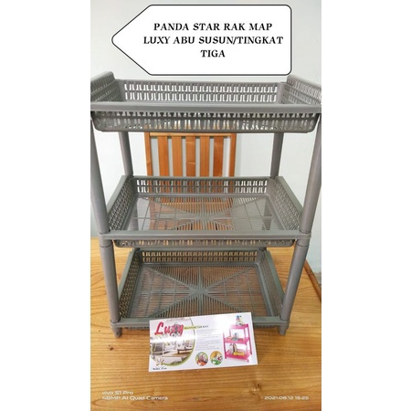 Jual Rak plastik Susun/Tingkat Tiga Panda Star Rak Map LUXY Abu ...