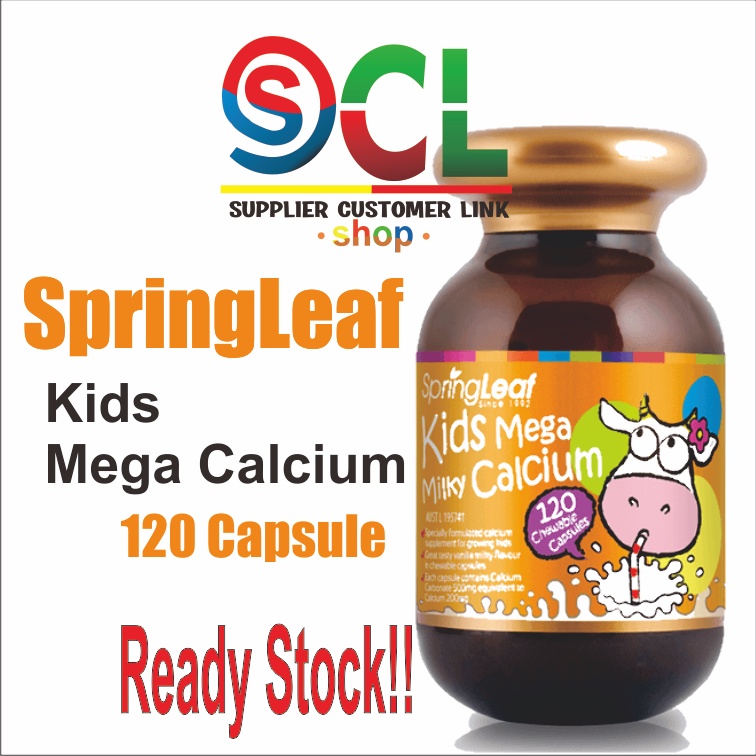 Jual SpringLeaf Kids Mega Milky Calcium 120 Chewable caps | Shopee Indonesia
