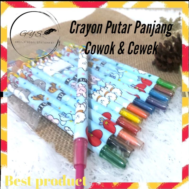 Jual Crayon Putar Panjang/ Rolling Crayon / Krayon 12 warna(set ...