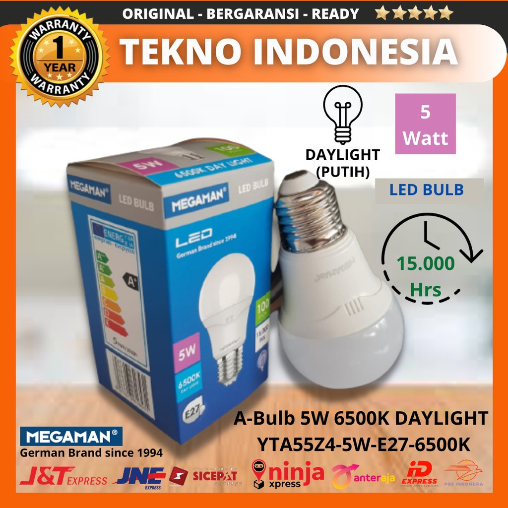 Jual Lampu LED 5W Daylight MEGAMAN 5 Watt 6500K Bohlam Putih Bergaransi | Shopee Indonesia