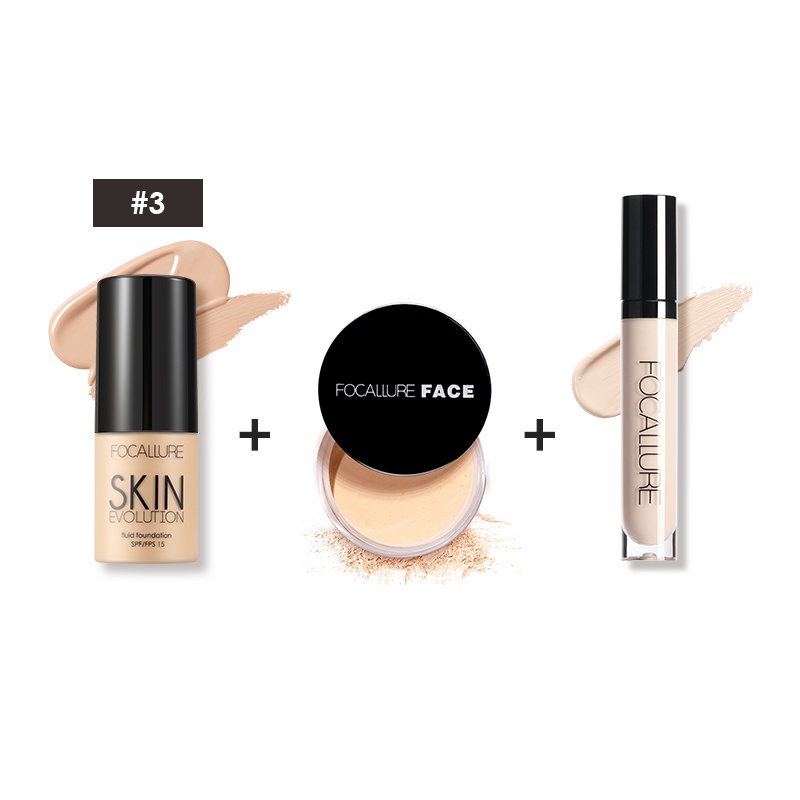 Jual FOCALLURE 3PCS Face Makeup Set including Foundation Looose Powder ...
