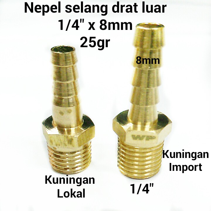 Jual WIPRO Nepel Selang Drat Luar 1/4 inch x 8mm | Shopee Indonesia